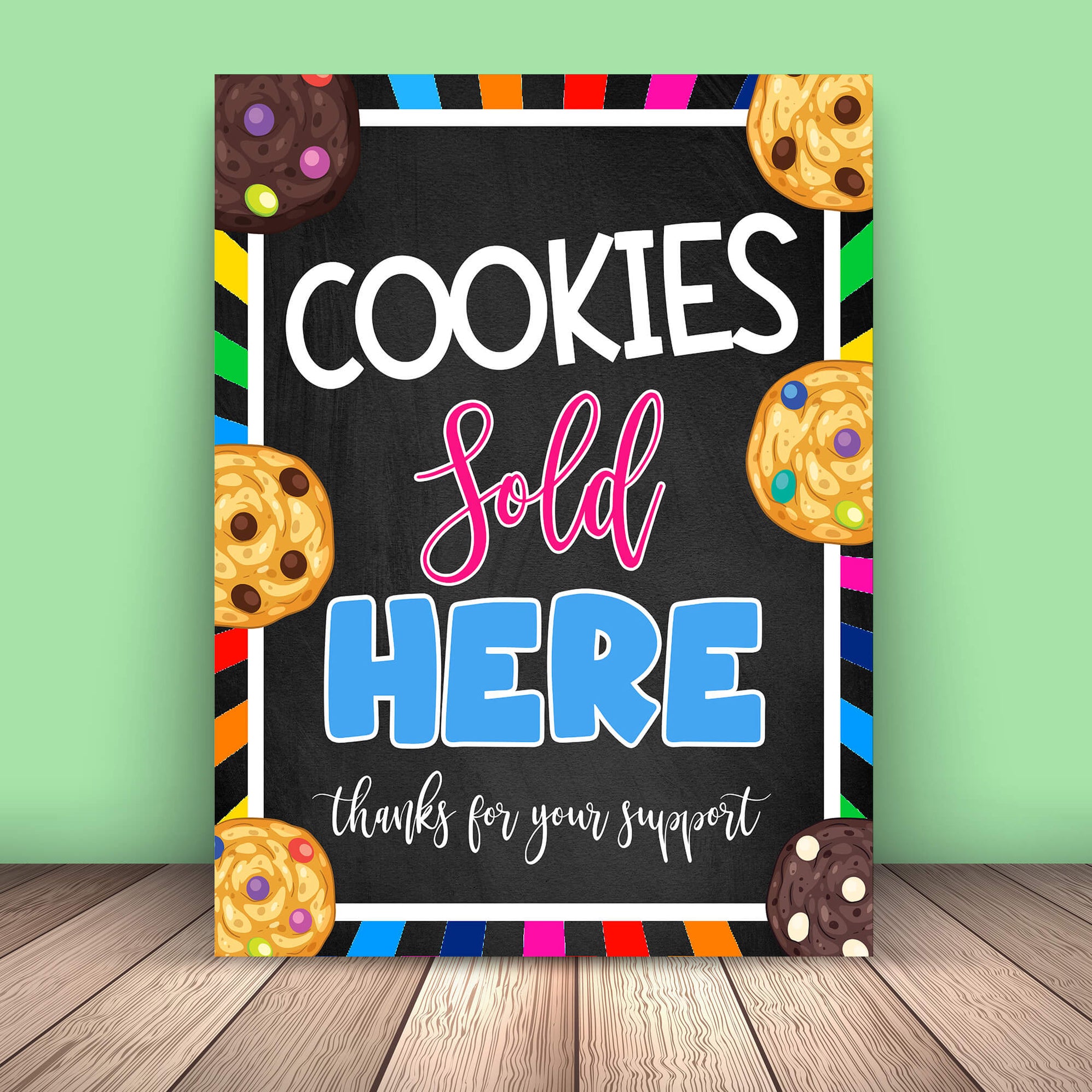 Cookies Sold Here Booth Signage | Printable Bake Sale Fundraiser Sign ...