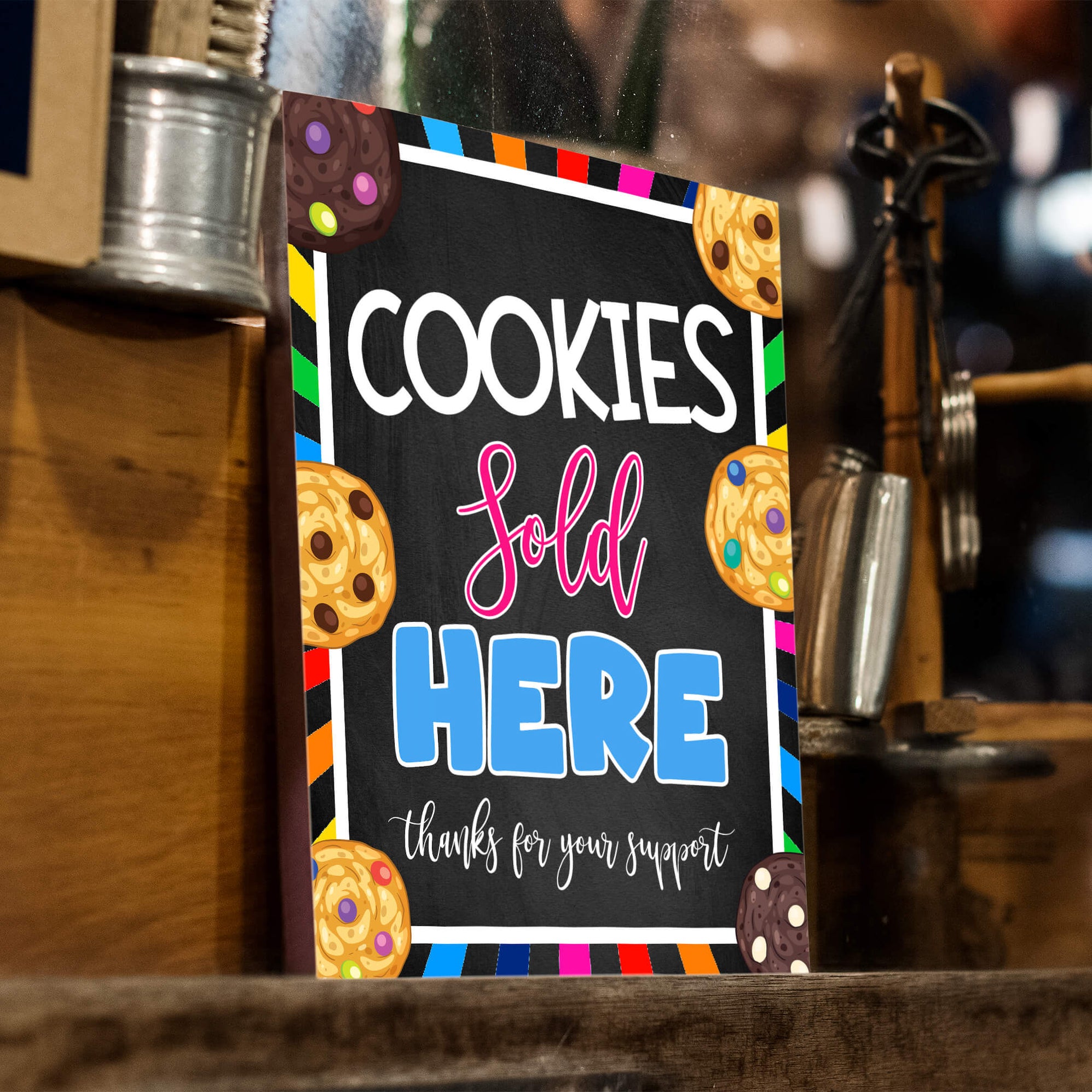 Cookies Sold Here Booth Signage | Printable Bake Sale Fundraiser Sign ...