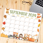 September 2024 Calendar Featuring Fall Animals - Posh Park