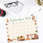 Fall Animals Theme Printable Calendar September 2024 - Posh Park