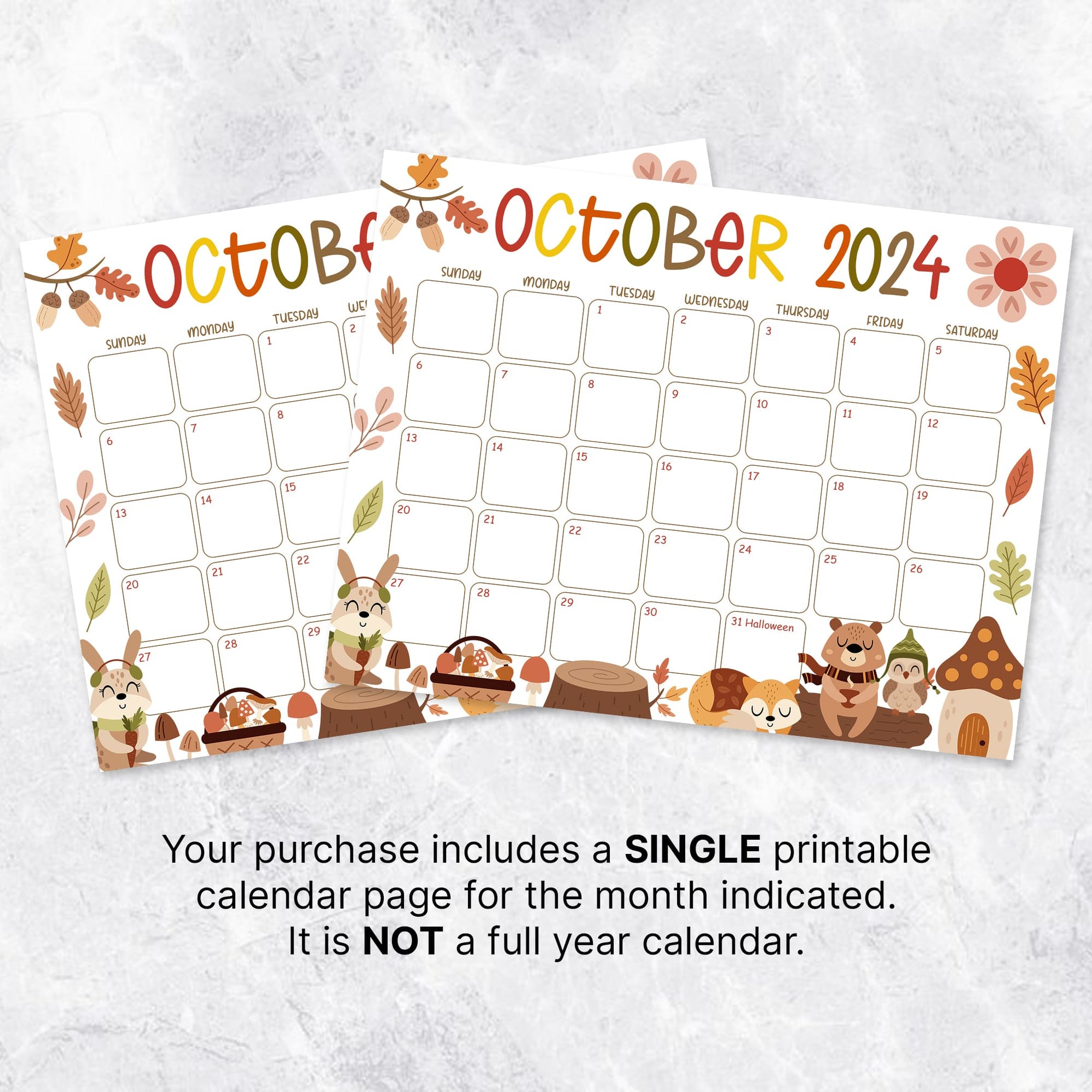 Cute Fall Animal October Calendar - Posh Park