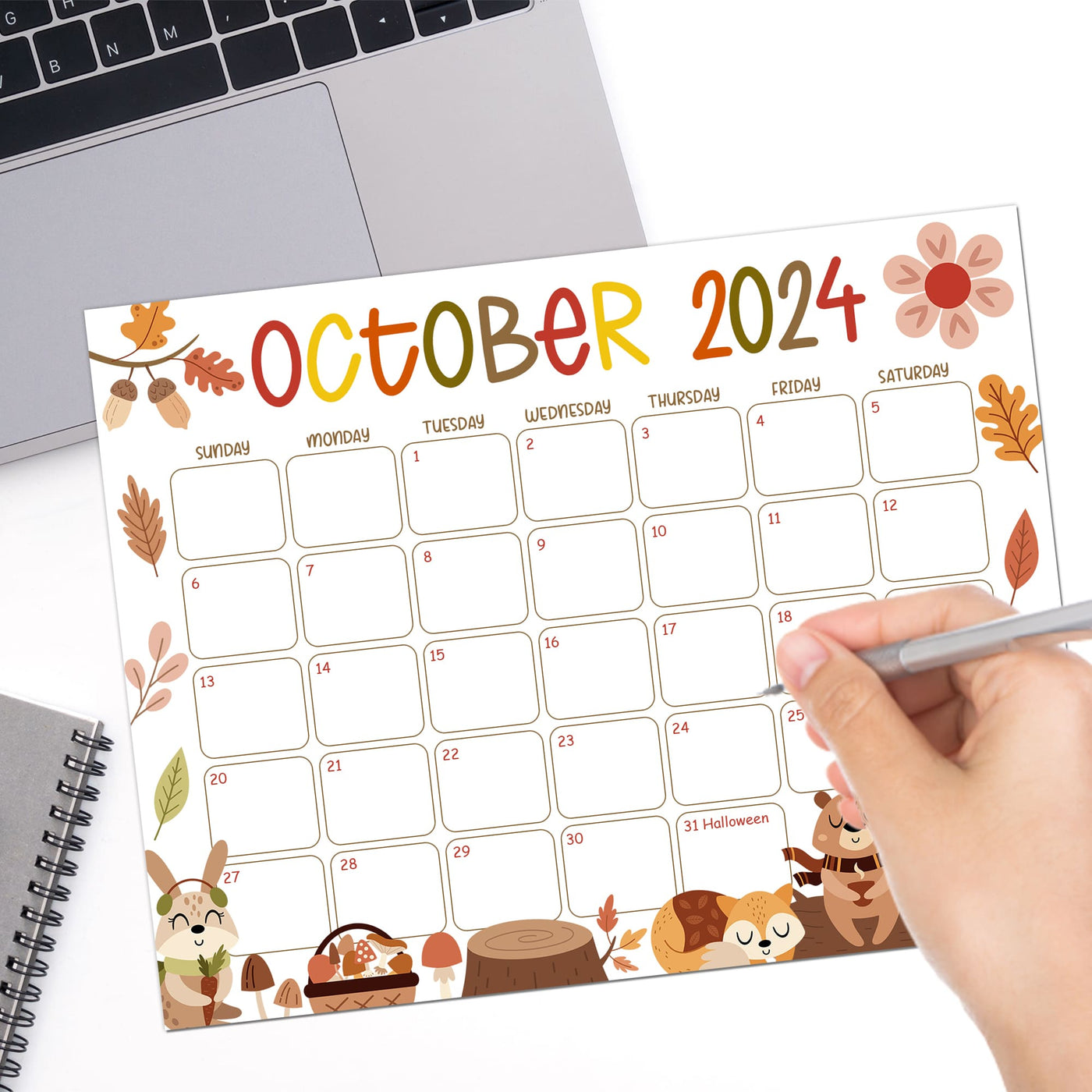 Cute Fall Animal October Calendar - Posh Park