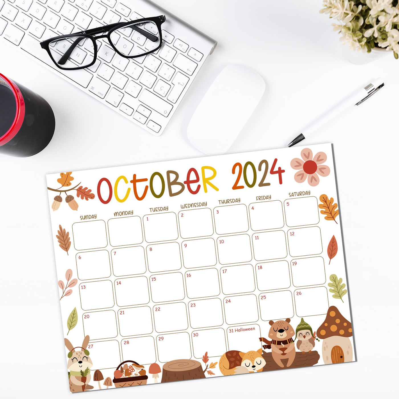 Cute Fall Animal October Calendar - Posh Park