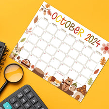 Cute Fall Animal October Calendar - Posh Park