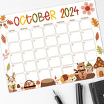 Cute Fall Animal October Calendar - Posh Park