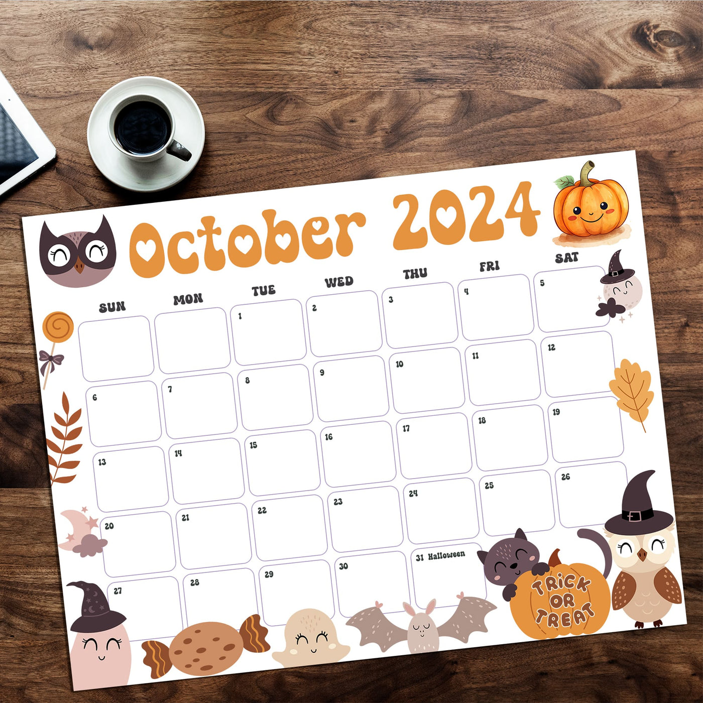 Printable October 2024 Halloween Calendar PDF - Posh Park