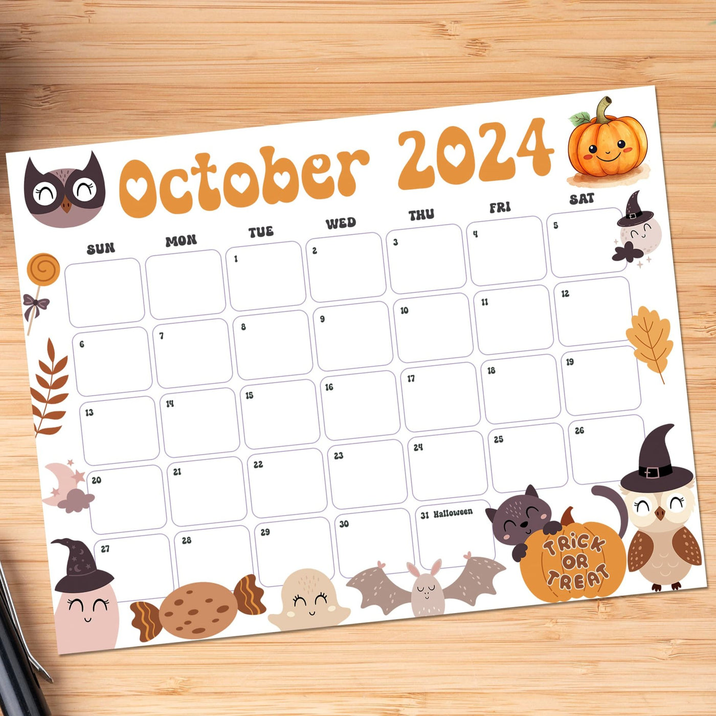 Printable October 2024 Halloween Calendar PDF - Posh Park