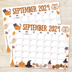 Spooky September 2024 Halloween Themed Printable Calendar - Posh Park