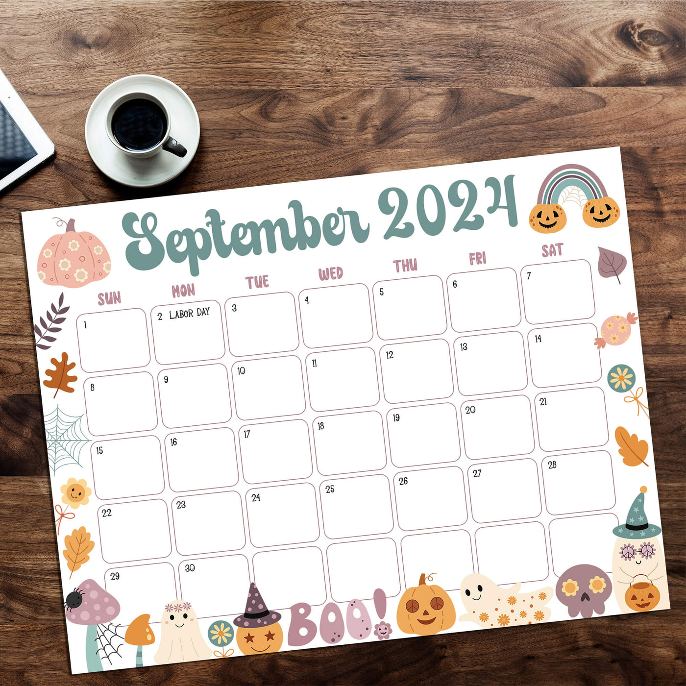 Halloween Decorations September 2024 Printable Calendar - Posh Park