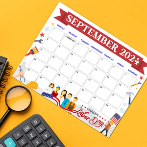 Printable September 2024 Calendar for Labor Day - Posh Park