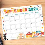 September 2024 Calendar with Labor Day Theme - Posh Park