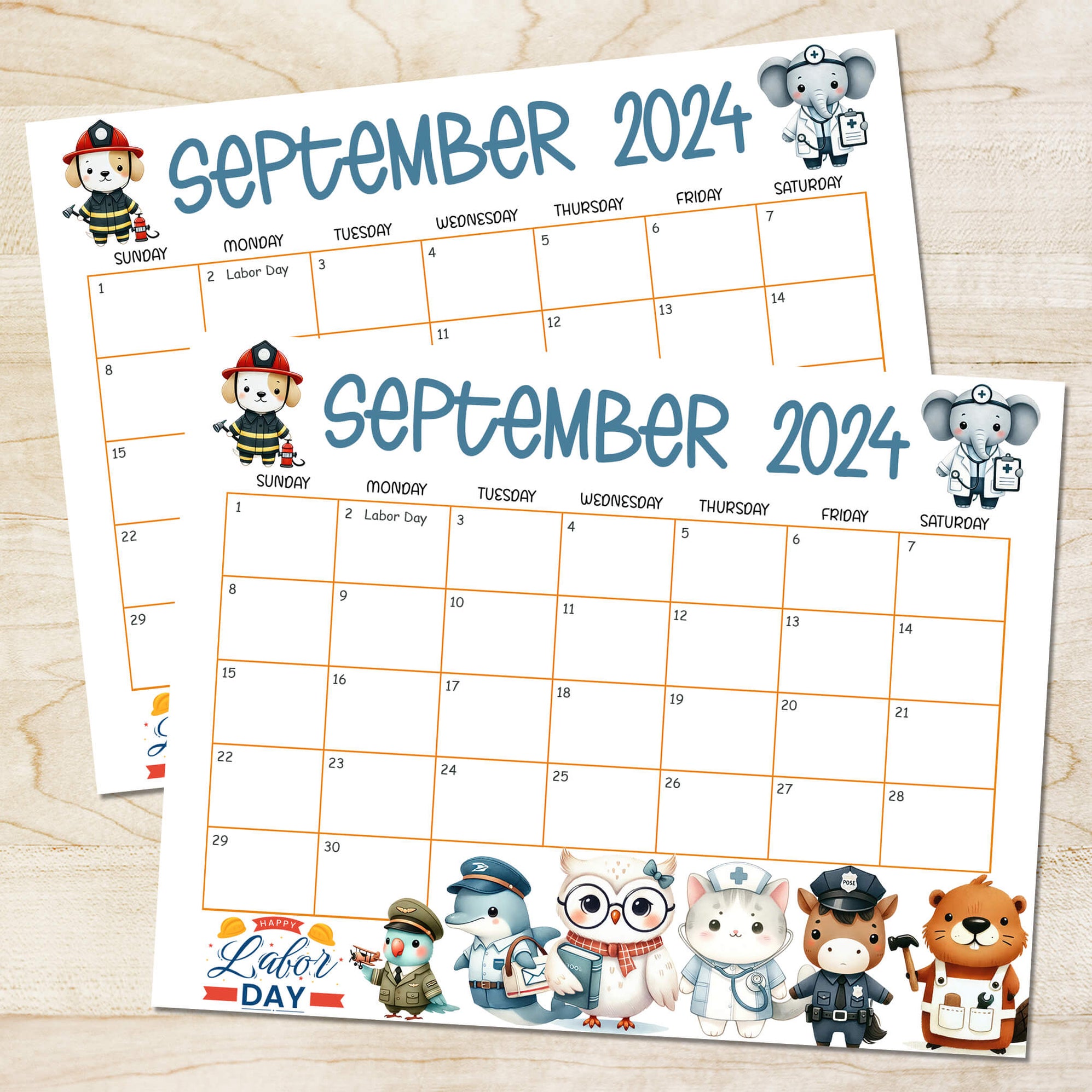 Labor Day Printable Calendar September 2024 - Posh Park