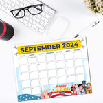 Festive Labor Day September 2024 Printable Calendar - Posh Park