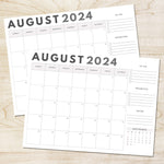 PDF 2024 August Minimalist Calendar | Printable Elegant Blank Monthly ...
