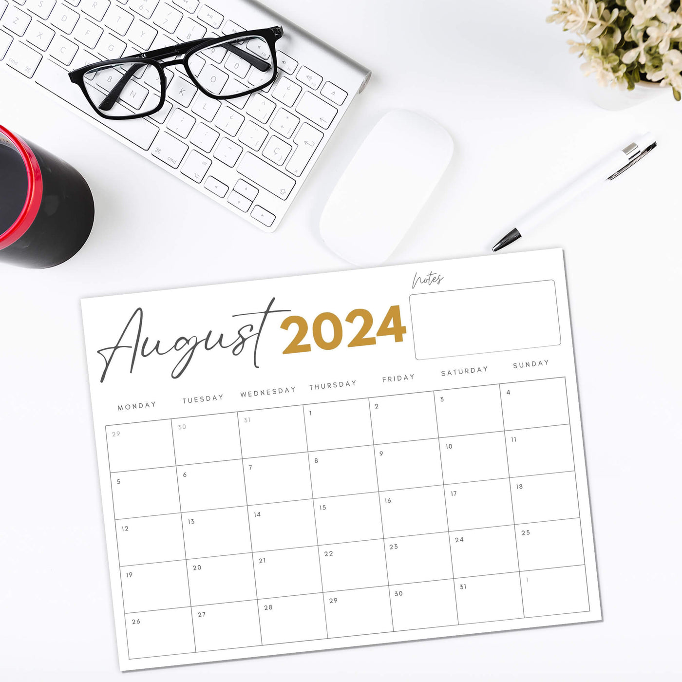 PDF Minimalist August 2024 Calendar | Printable Blank Monthly Calendar ...