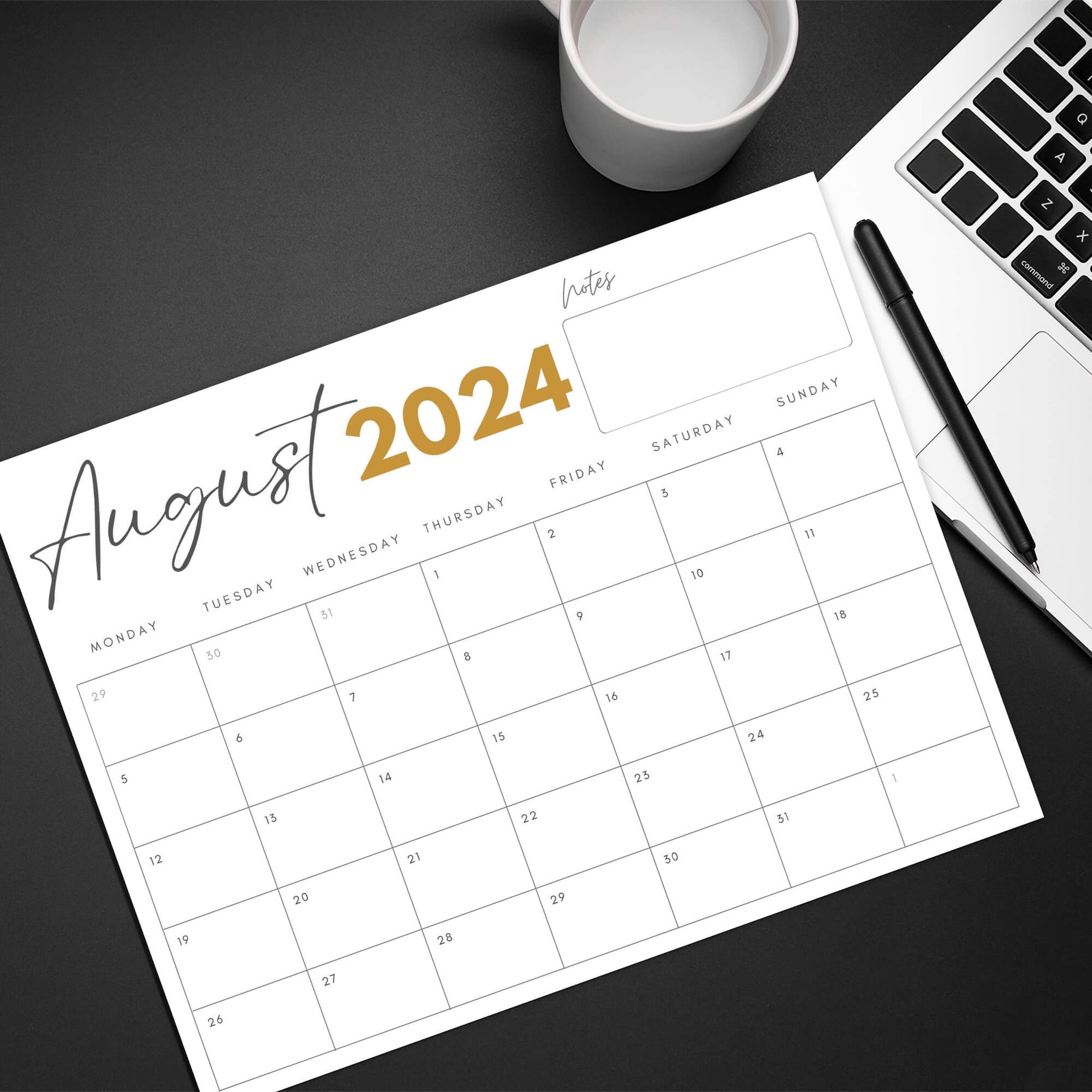 PDF Minimalist August 2024 Calendar | Printable Blank Monthly Calendar ...