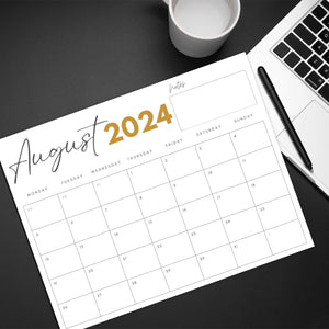 PDF Minimalist August 2024 Calendar | Printable Blank Monthly Calendar ...