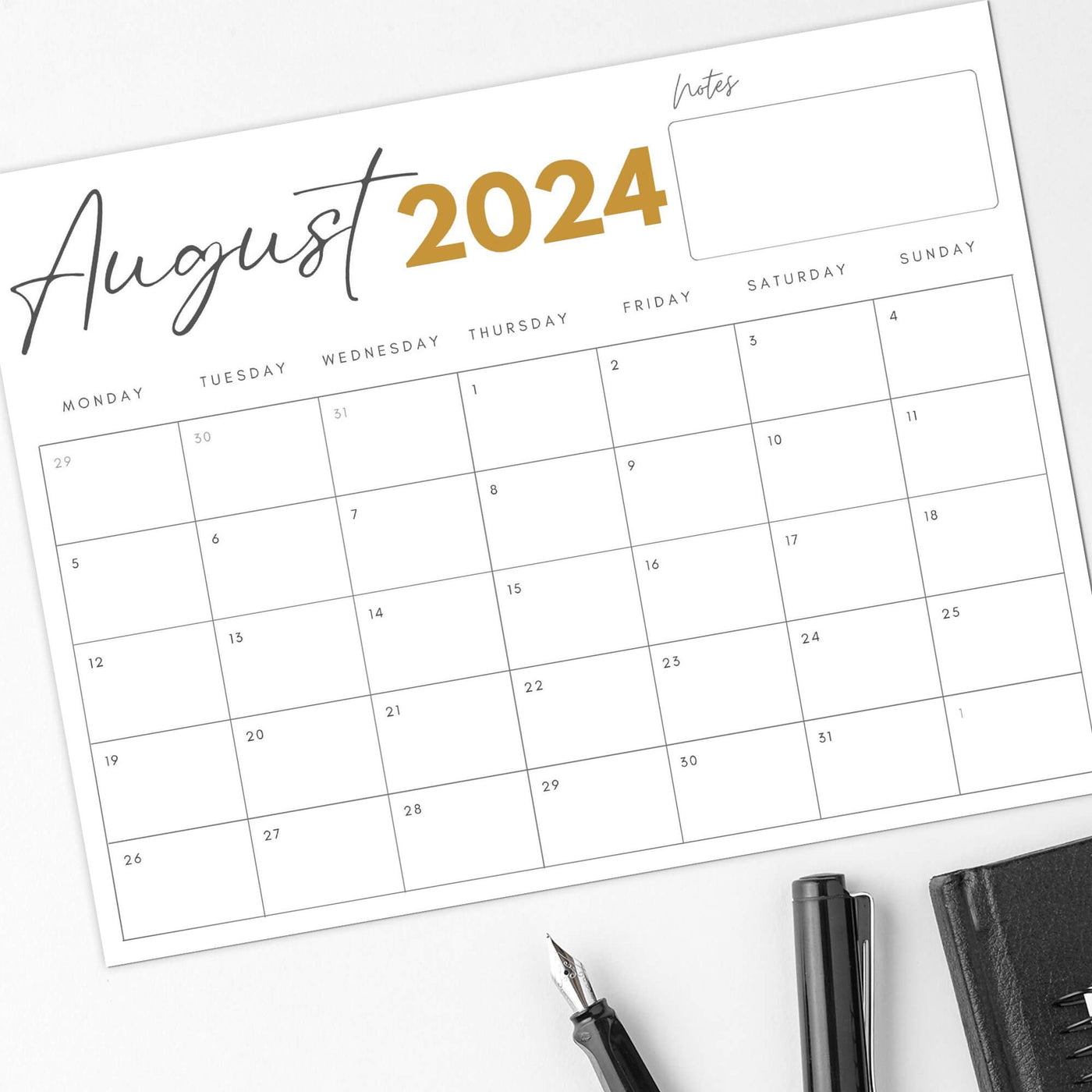 PDF Minimalist August 2024 Calendar | Printable Blank Monthly Calendar ...