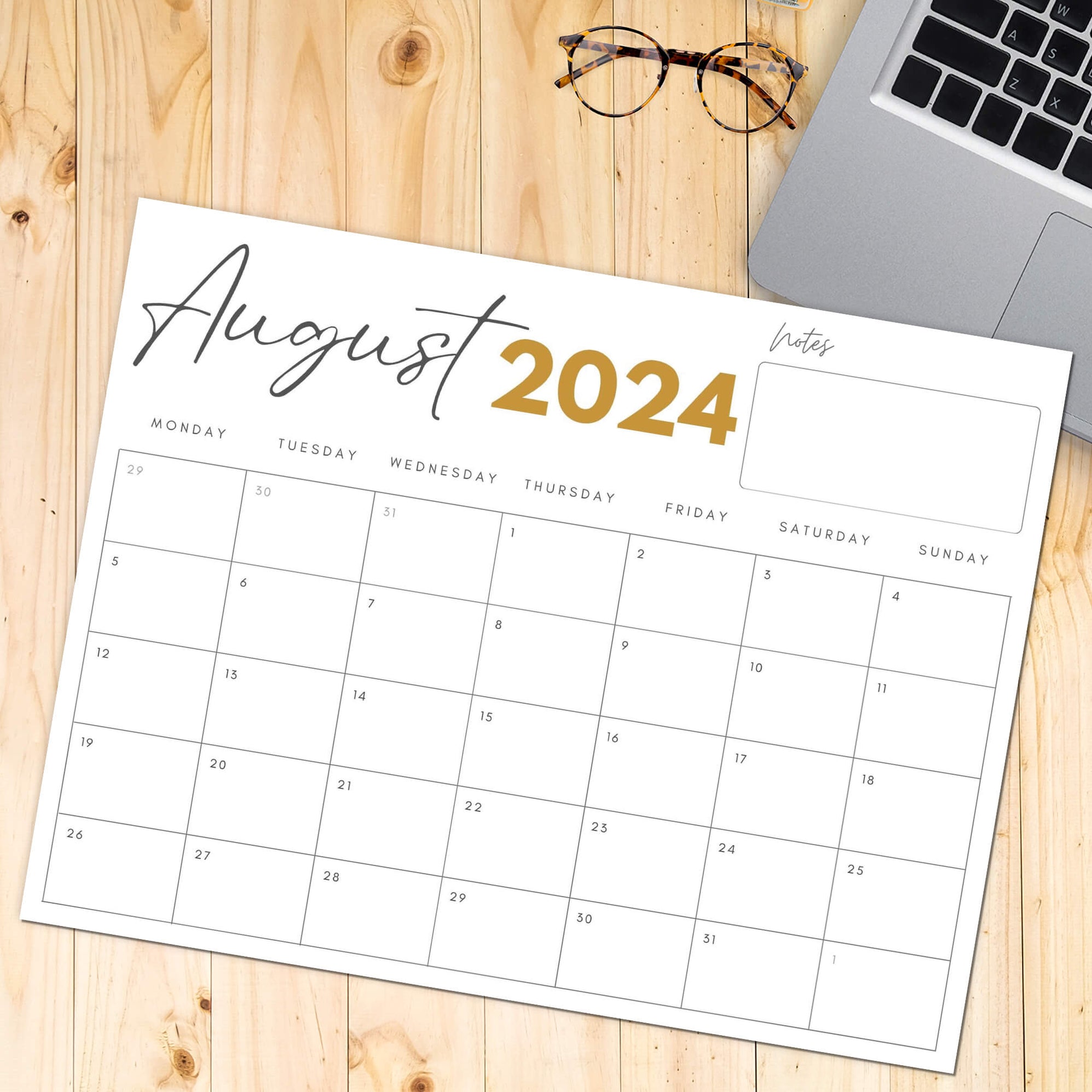 PDF Minimalist August 2024 Calendar | Printable Blank Monthly Calendar ...