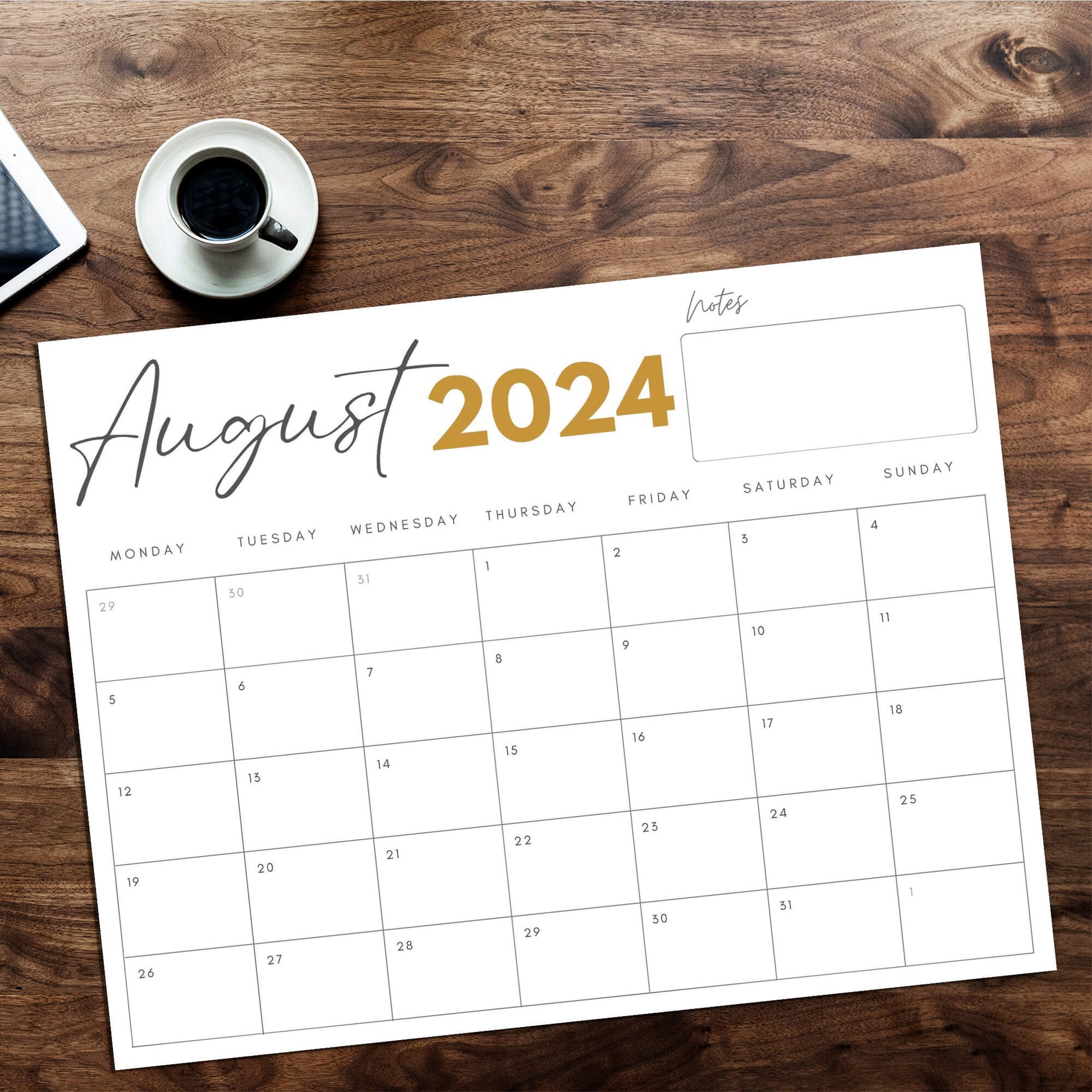 PDF Minimalist August 2024 Calendar | Printable Blank Monthly Calendar ...