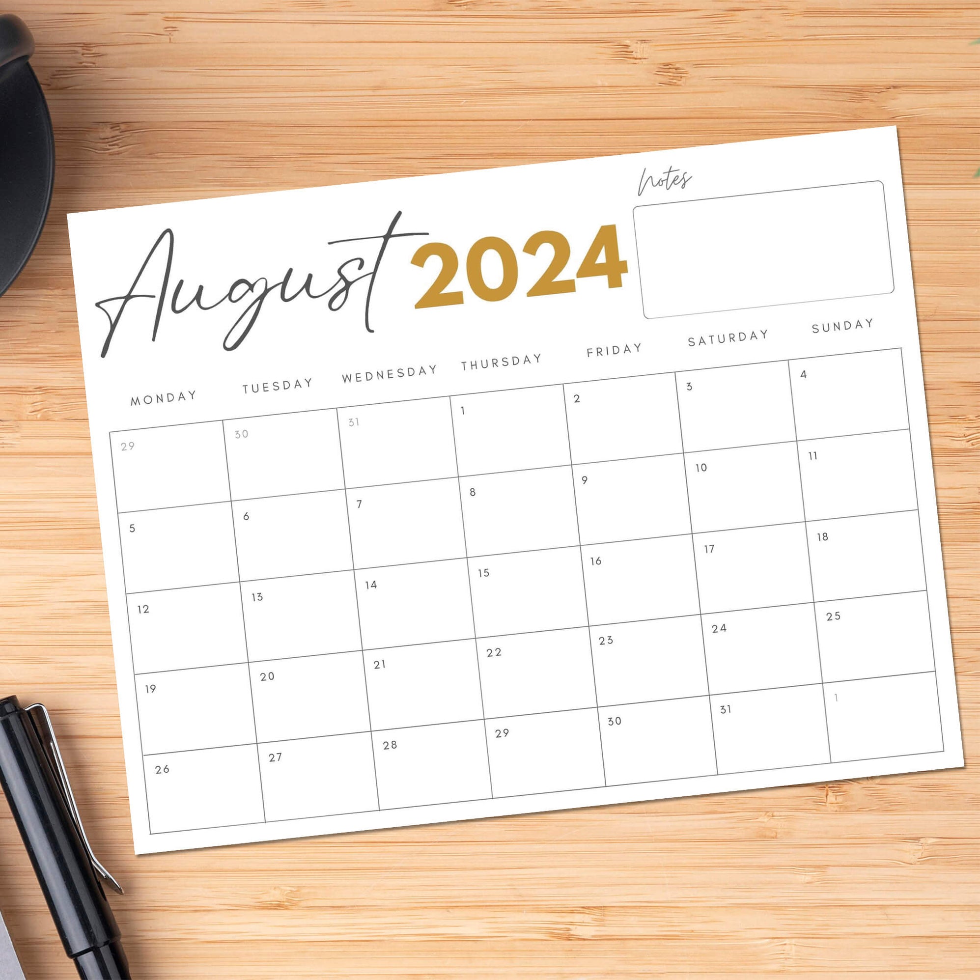 PDF Minimalist August 2024 Calendar | Printable Blank Monthly Calendar ...