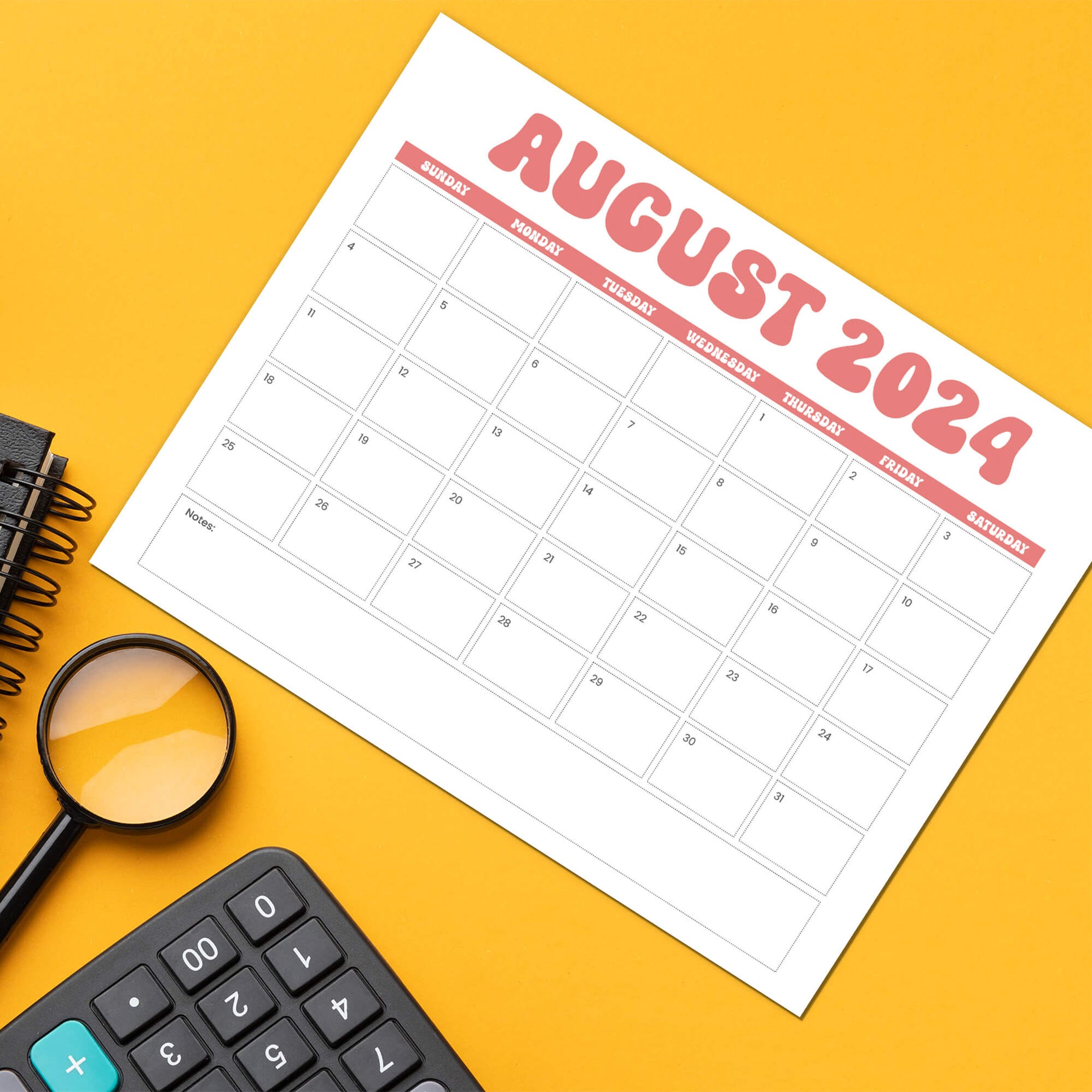 PDF Minimalist Retro Theme August 2024 Calendar | Printable Classic ...