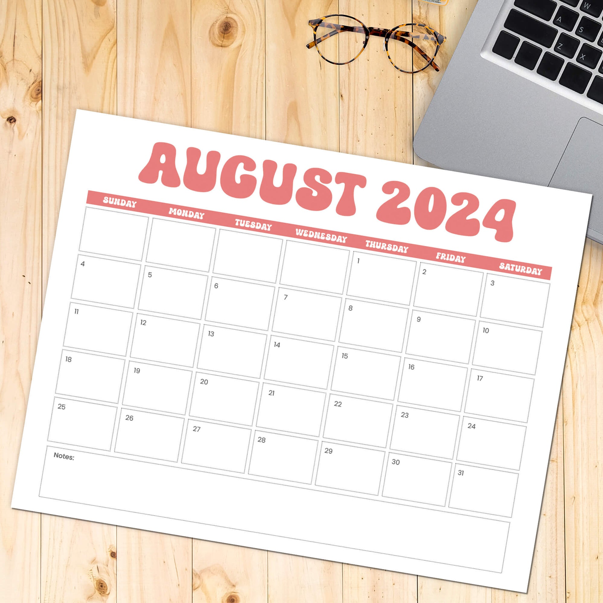 PDF Minimalist Retro Theme August 2024 Calendar | Printable Classic ...