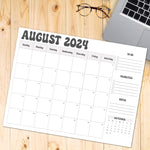 PDF Retro August 2024 Minimalist Calendar | Printable Vintage Classic ...