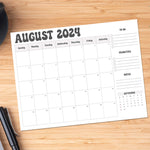 PDF Retro August 2024 Minimalist Calendar | Printable Vintage Classic ...