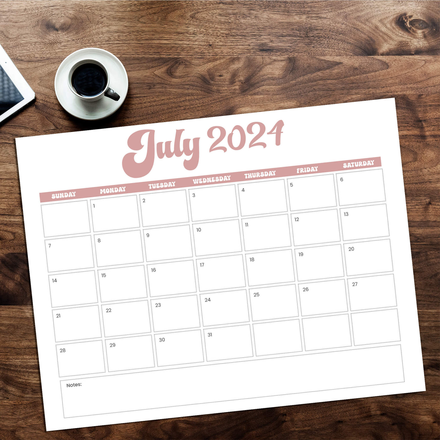 PDF Minimalist Retro July 2024 Calendar | Printable Elegant Retro Chic ...
