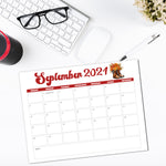 Clean and Simple Minimalist Retro Calendar September 2024 - Posh Park