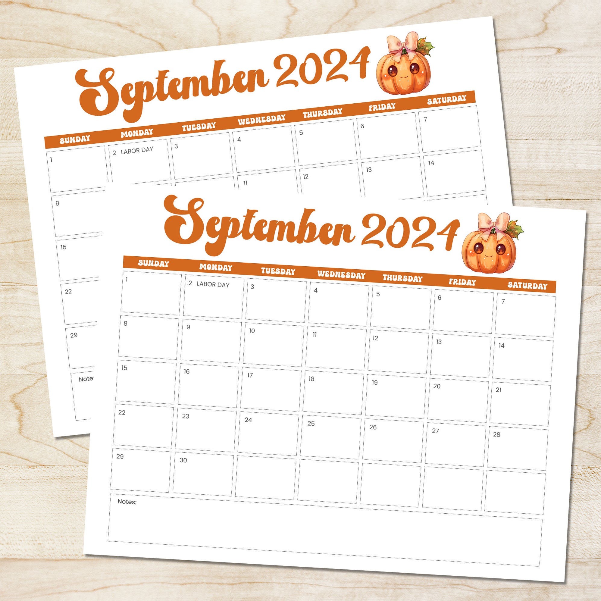 Minimalist Retro Style Printable September 2024 Calendar - Posh Park