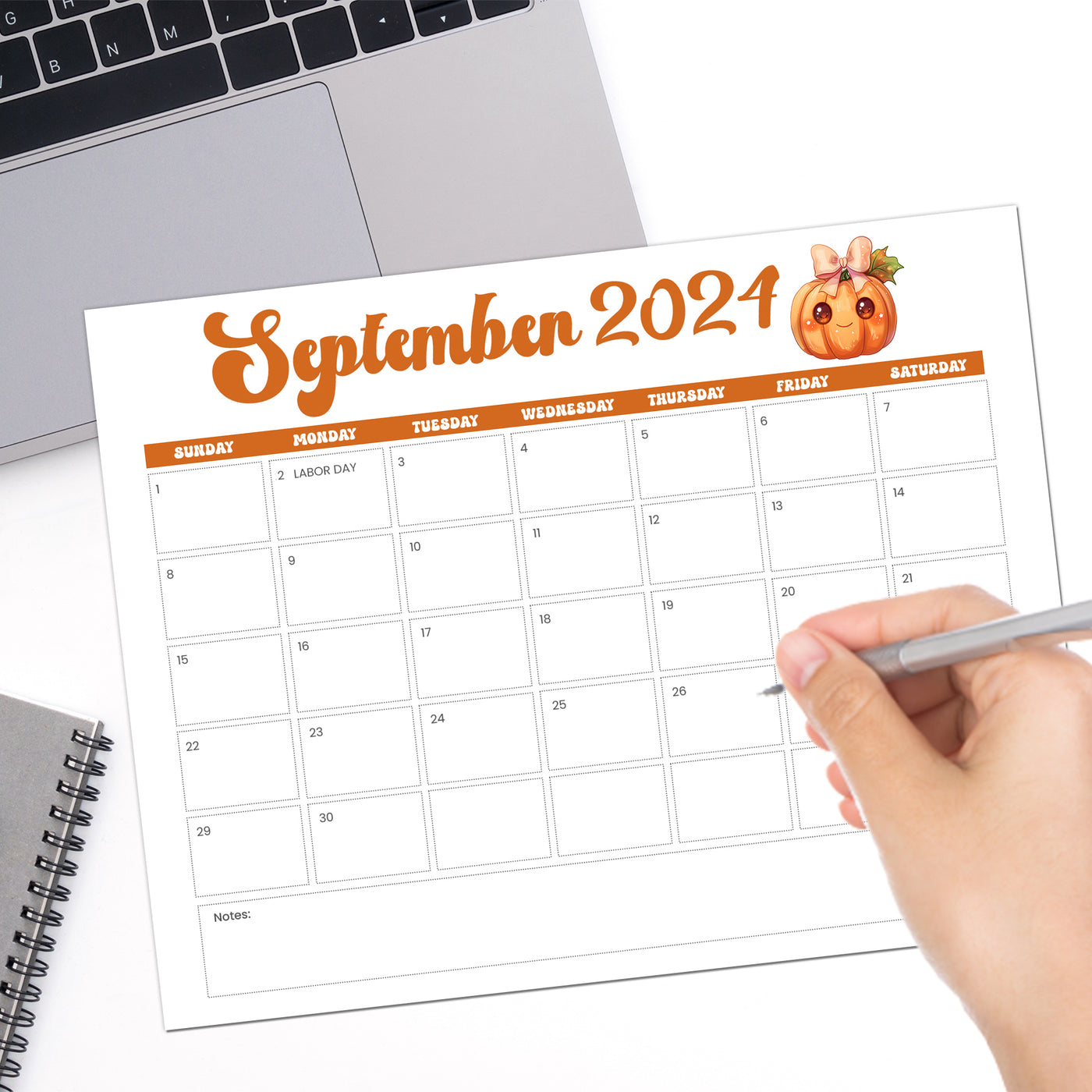 Minimalist Retro Style Printable September 2024 Calendar - Posh Park