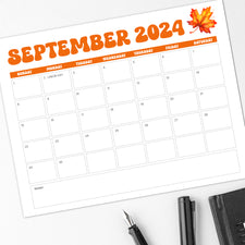 Simple September 2024 Minimalist Retro Calendar Printable - Posh Park