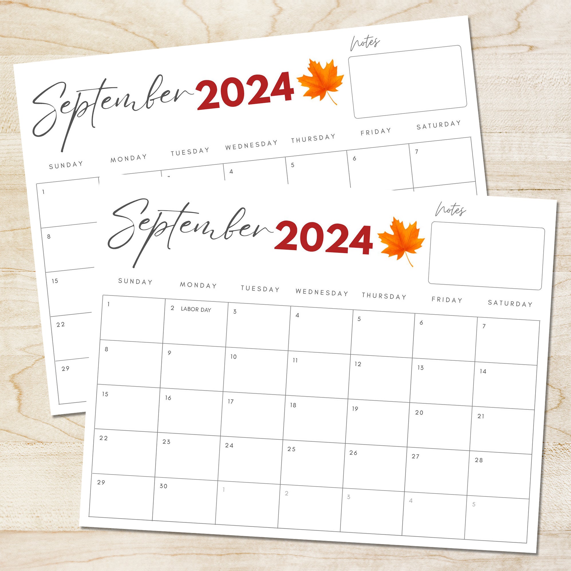 Minimalist Printable September 2024 Calendar - Posh Park