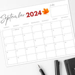 Minimalist Printable September 2024 Calendar - Posh Park