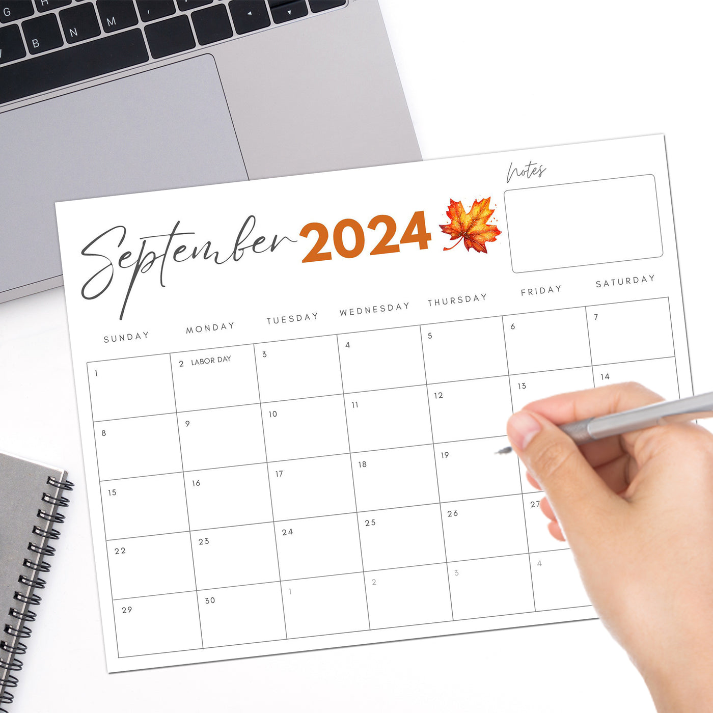 September 2024 Calendar with Minimalist Design - Posh Park