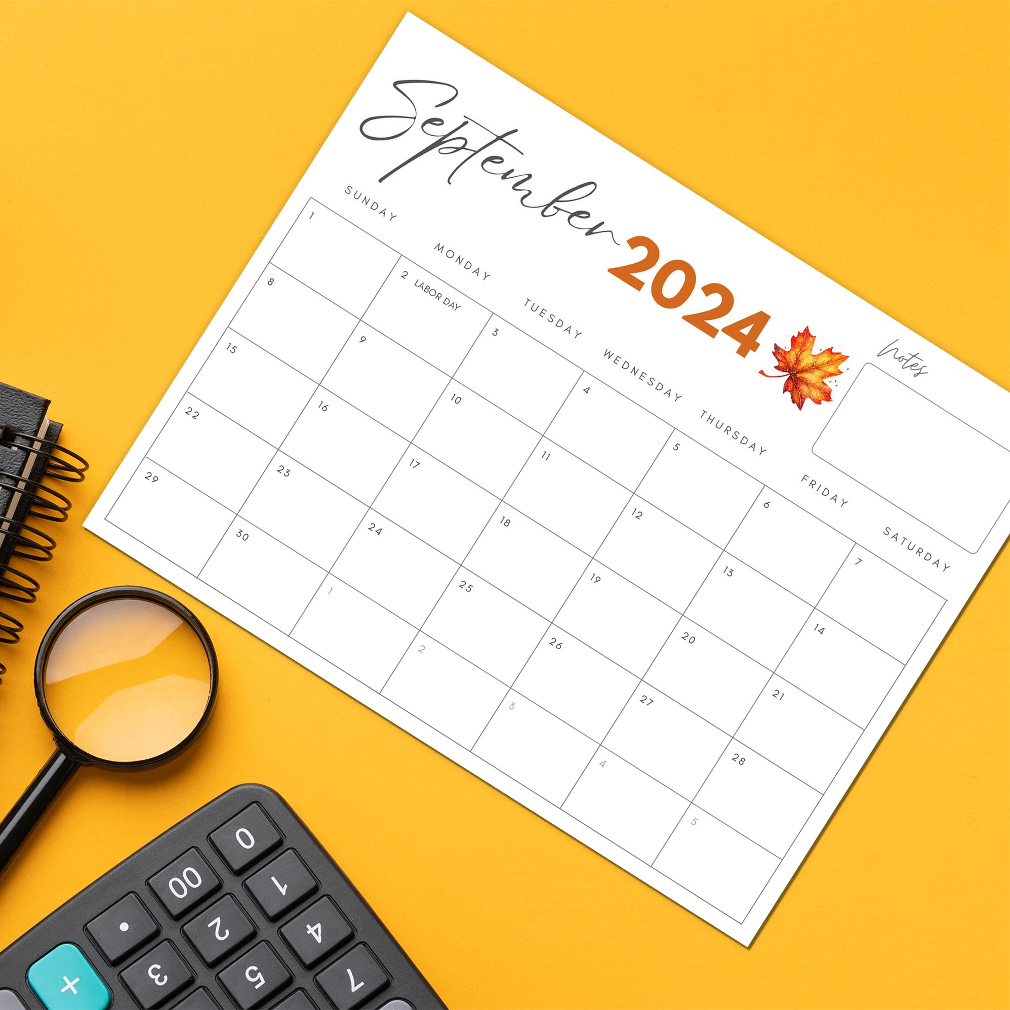 September 2024 Calendar with Minimalist Design - Posh Park