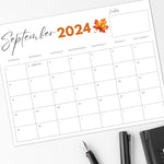 September 2024 Calendar with Minimalist Design - Posh Park