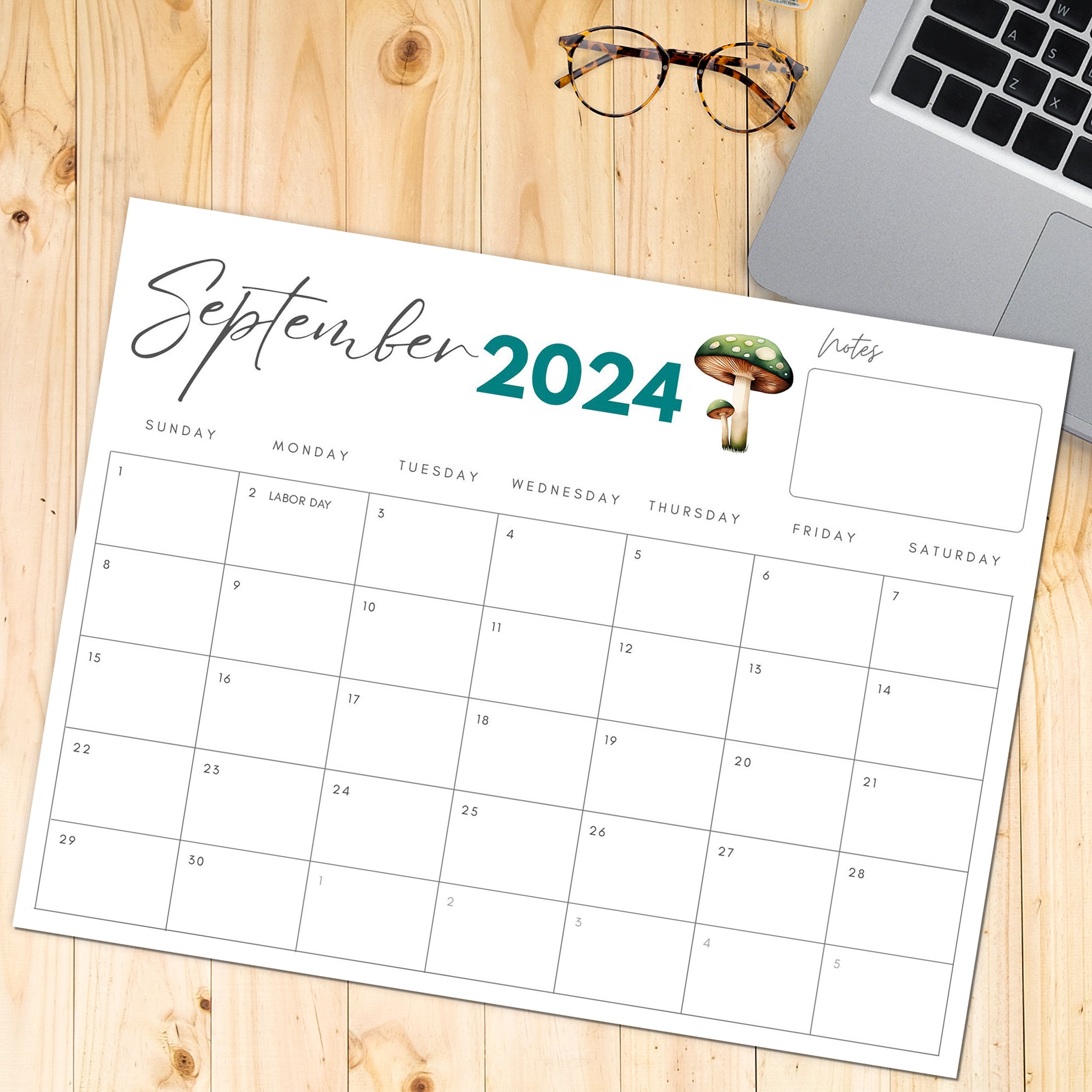 Simple September 2024 Minimalist Calendar Printable - Posh Park