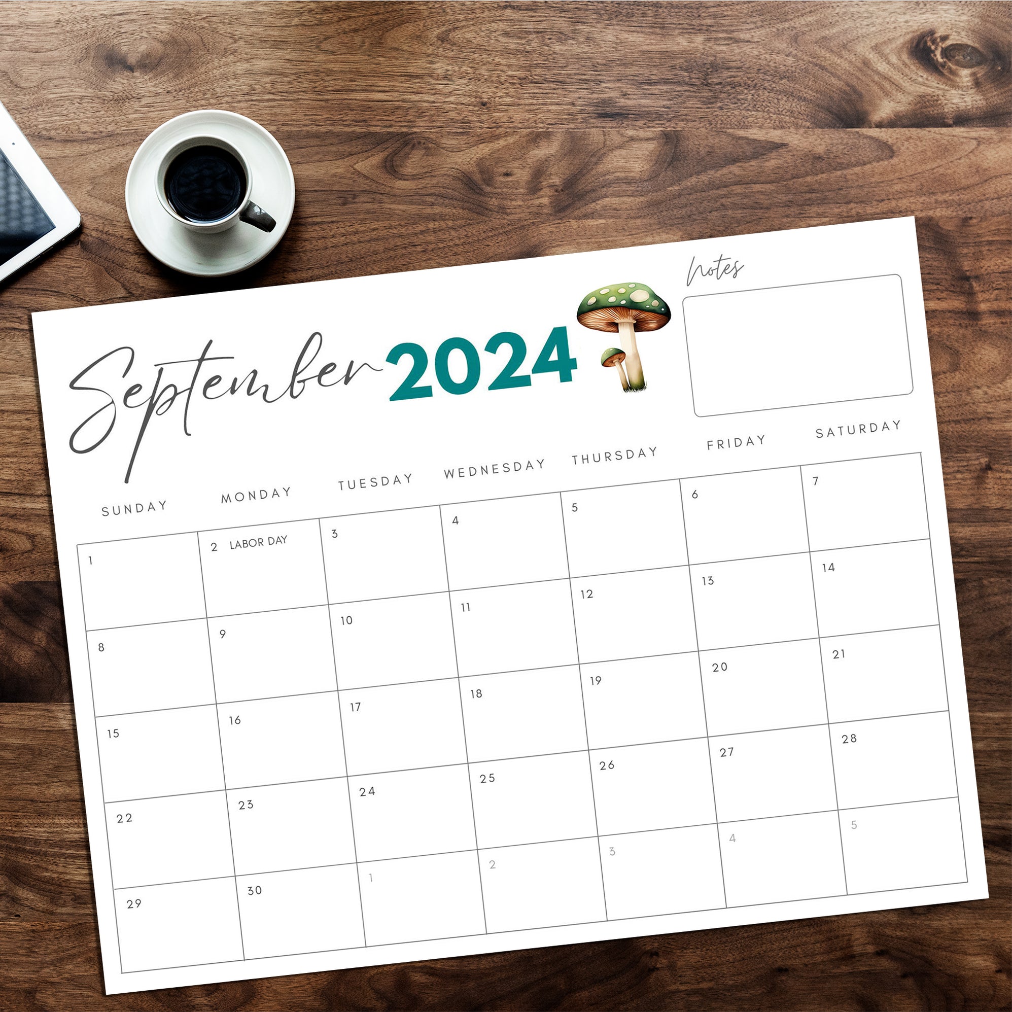 Simple September 2024 Minimalist Calendar Printable - Posh Park