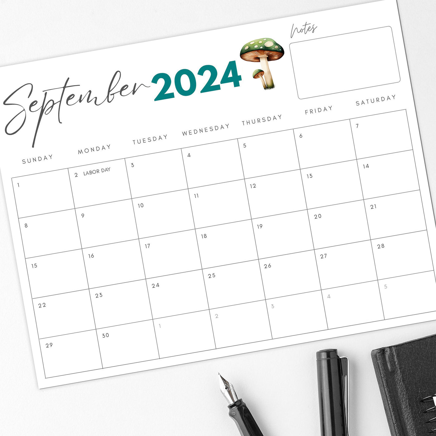 Simple September 2024 Minimalist Calendar Printable - Posh Park