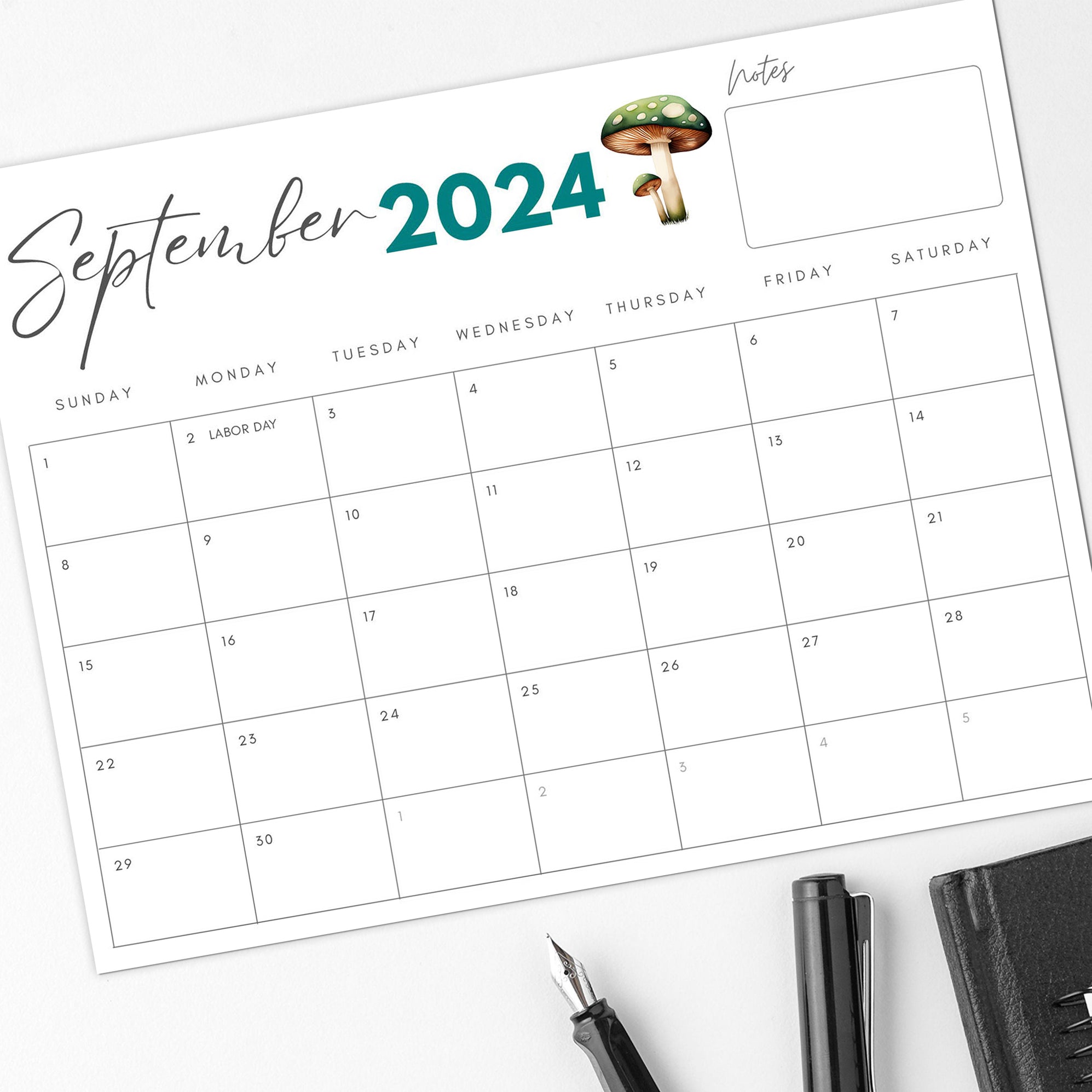 Simple September 2024 Minimalist Calendar Printable - Posh Park