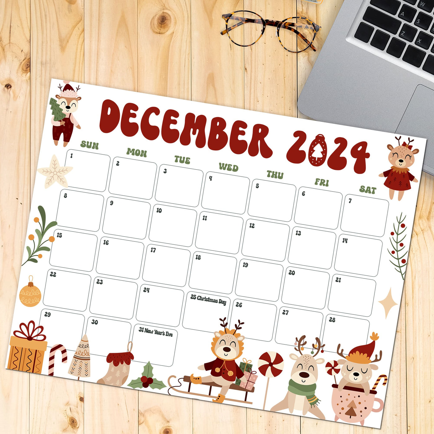 Retro Cute December Calendar - Posh Park