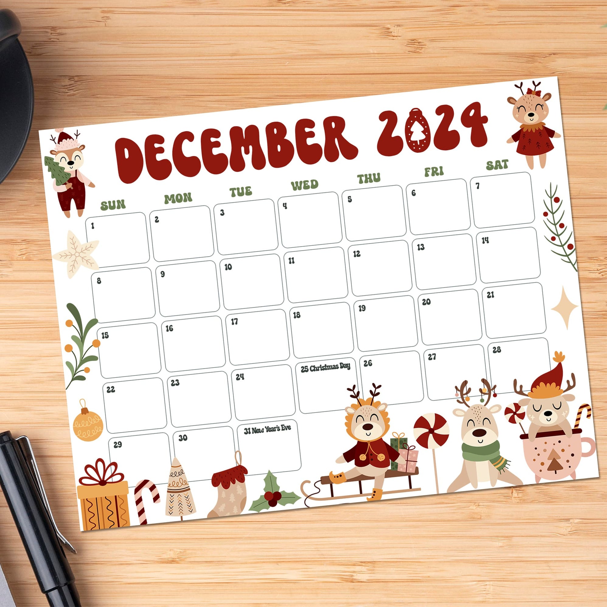 Retro Cute December Calendar - Posh Park