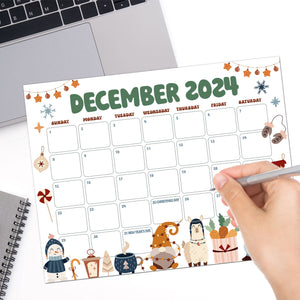 Retro December Calendar with Cute Design Printable - Posh Park