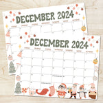 Printable Cute December Calendar with Retro Style - Posh Park
