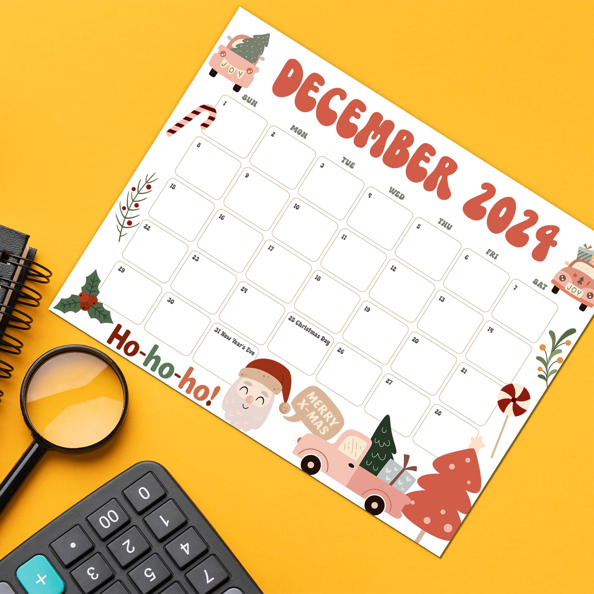 December Calendar with Retro and Cute Theme - Posh Park
