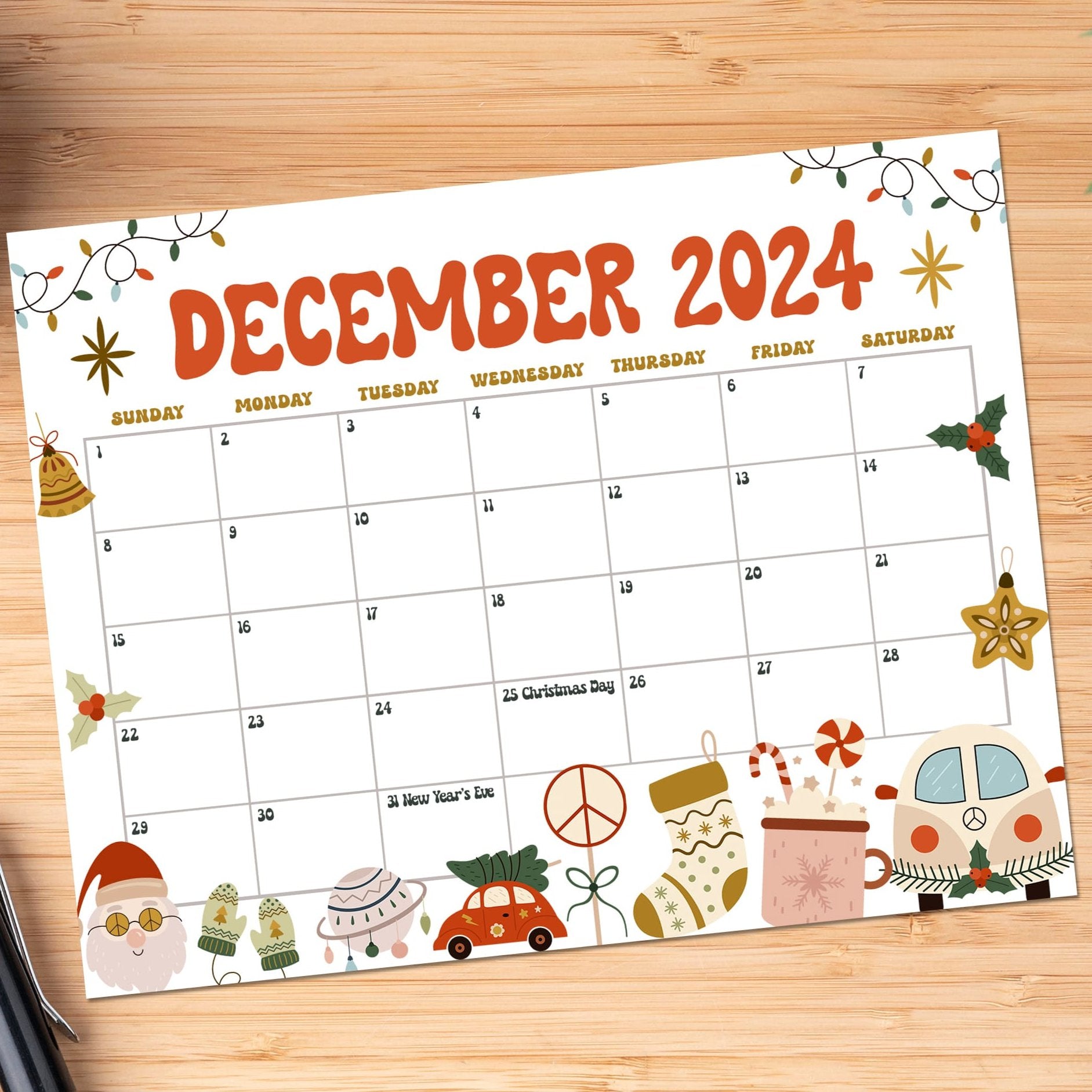 Retro Whimsical December Calendar - Posh Park