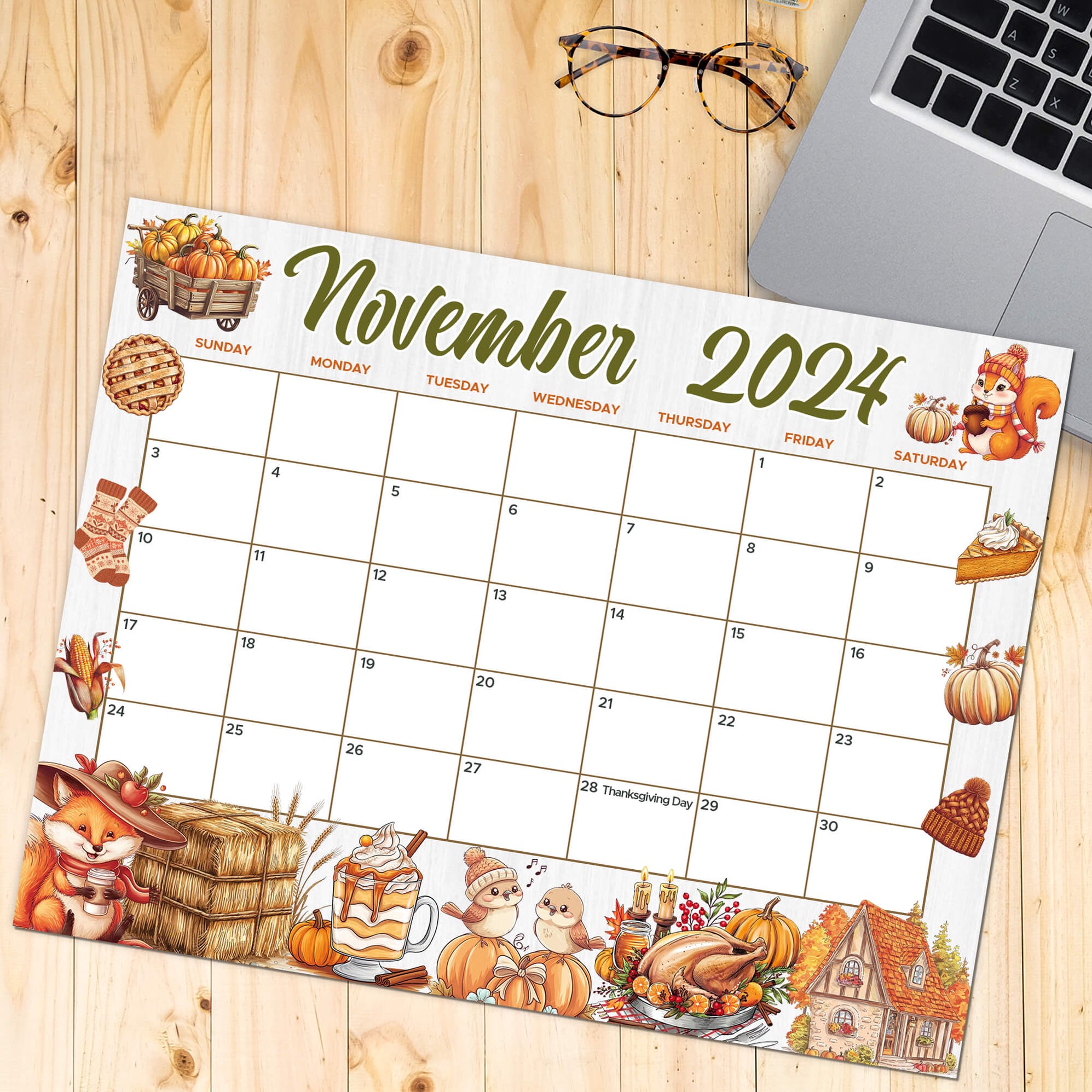 Printable November Calendar Printable for Fall - Posh Park